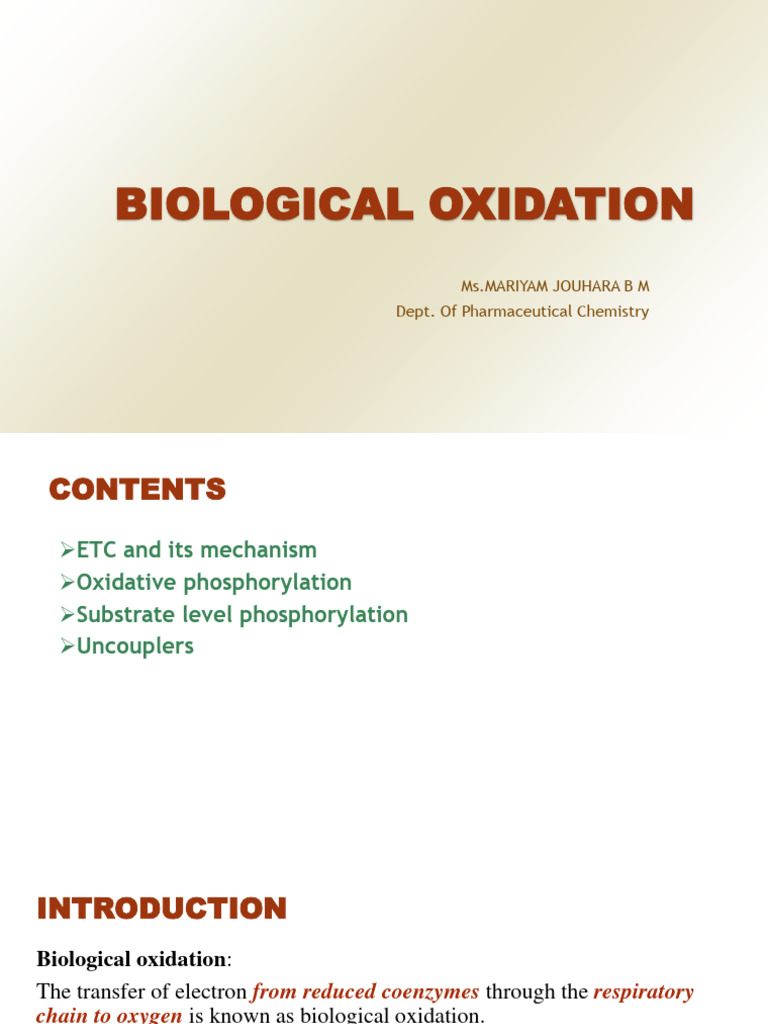 Biological Oxidation | PDF | Electron Transport Chain | Adenosine ...