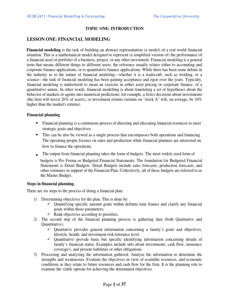 Financial Modelling | PDF | Financial Modeling | Forecasting