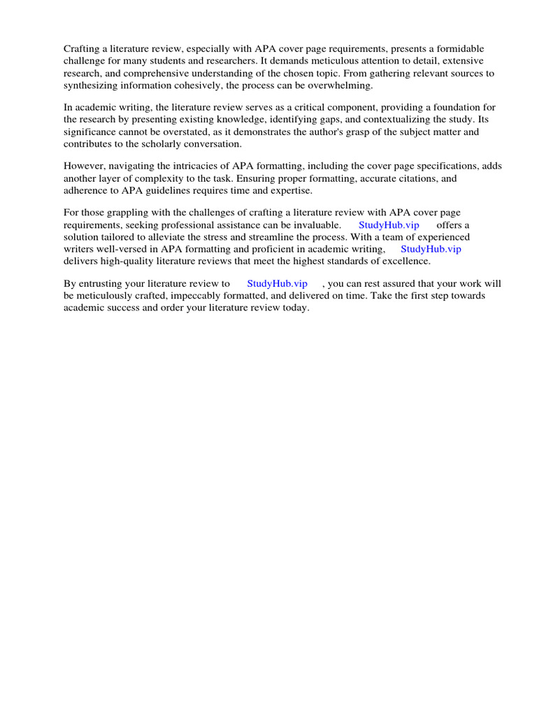 Apa Cover Page Literature Review | PDF | Apa Style | Citation Apa Cover Page Literature Review | PDF | Apa Style | Citation