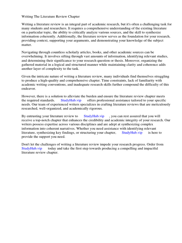 Writing The Literature Review Chapter | PDF | Literature Review | Knowledge