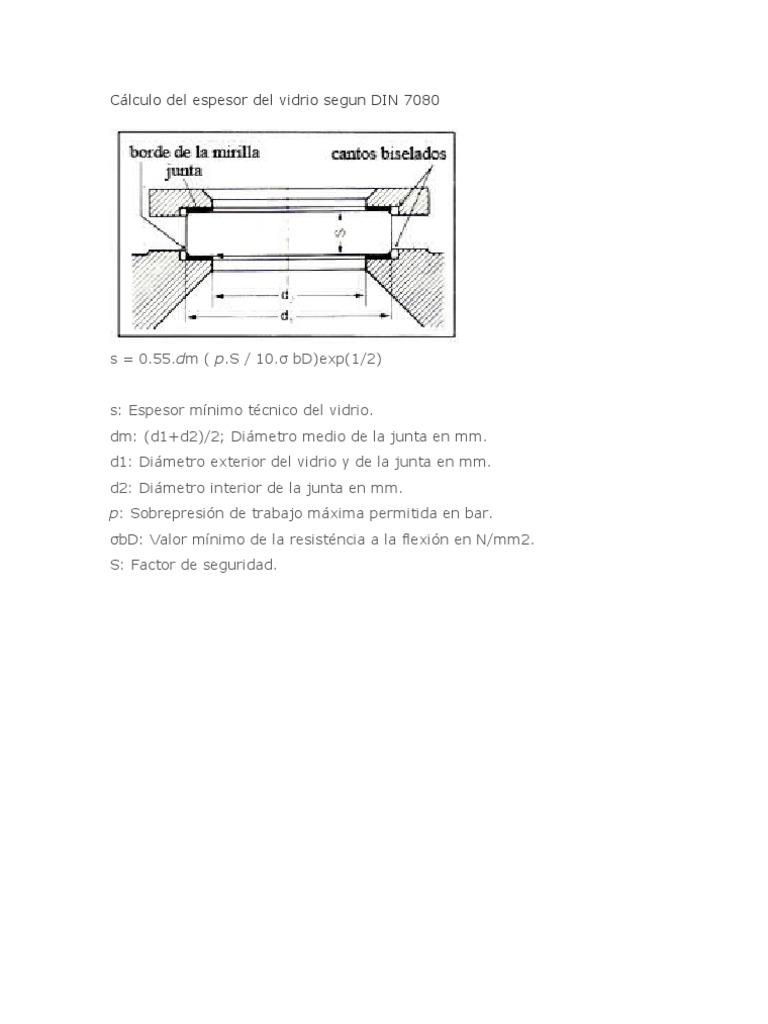 Cálculo Del Espesor Del Vidrio Segun DIN 7080 | PDF