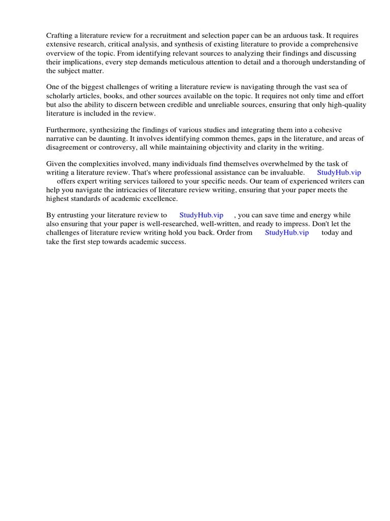 Literature Review Recruitment and Selection Paper | PDF | Recruitment ...