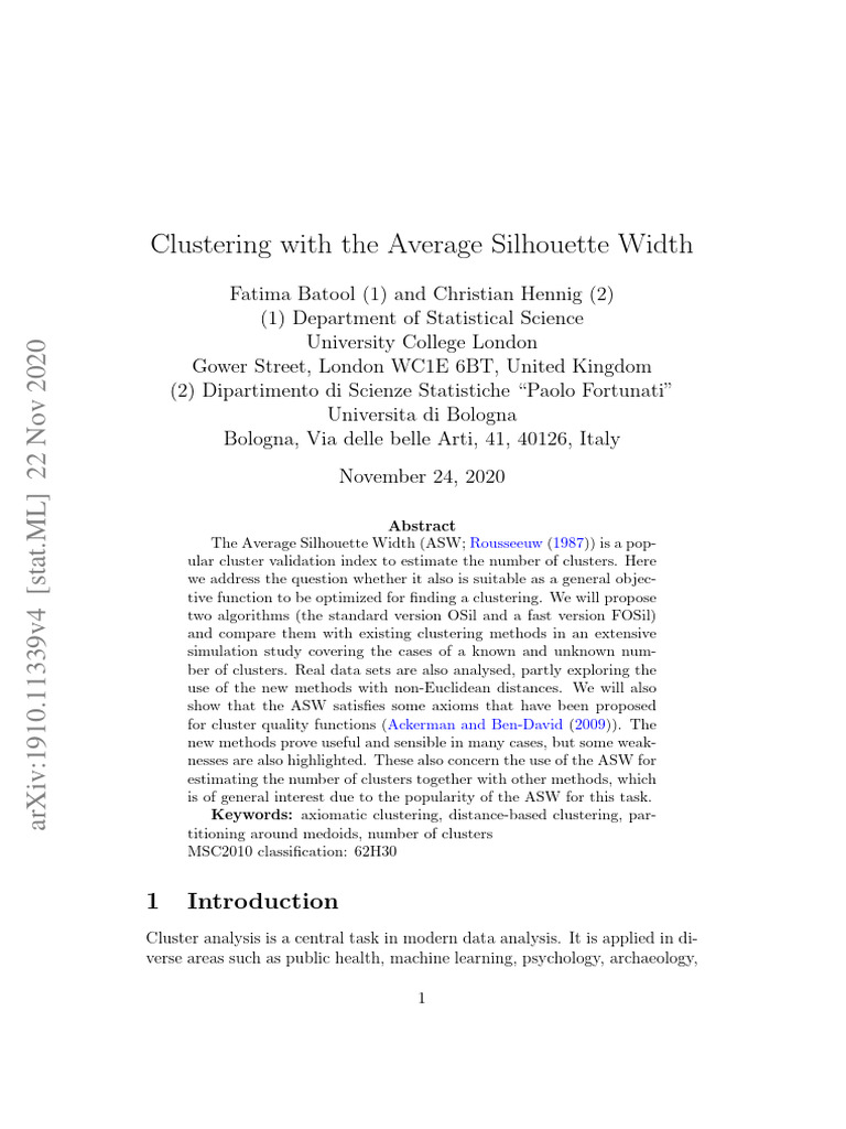 Silhoutte | PDF | Cluster Analysis | Mathematical Optimization
