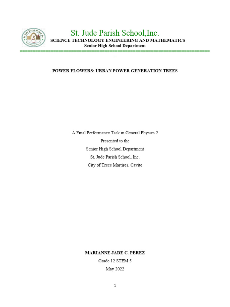 Final Performance Task in General Physics 2 | PDF | Wind Turbine | Wind ...