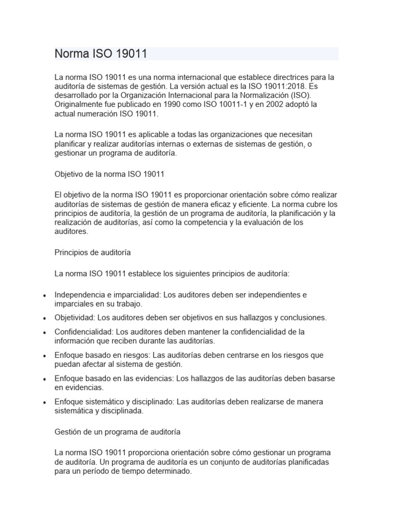 Norma ISO 19011 | PDF | Seguridad alimenticia | Auditoría