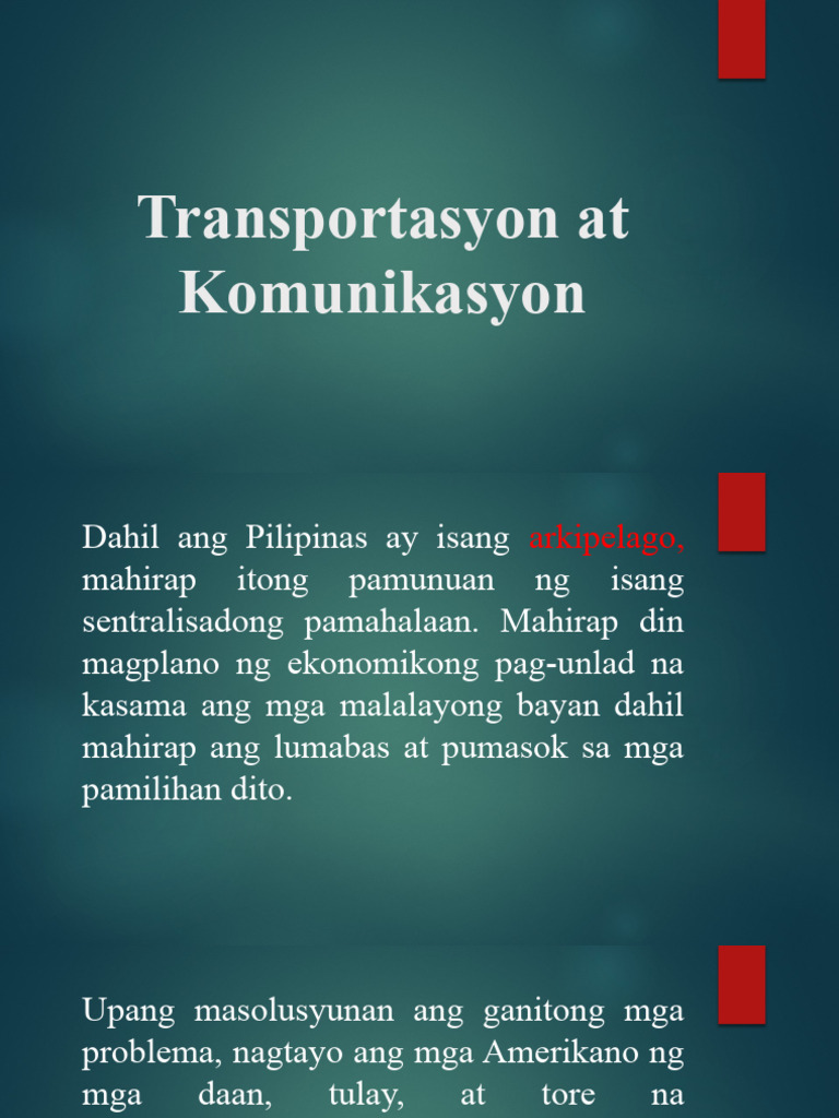 Transportasyon at Komunikasyon | PDF
