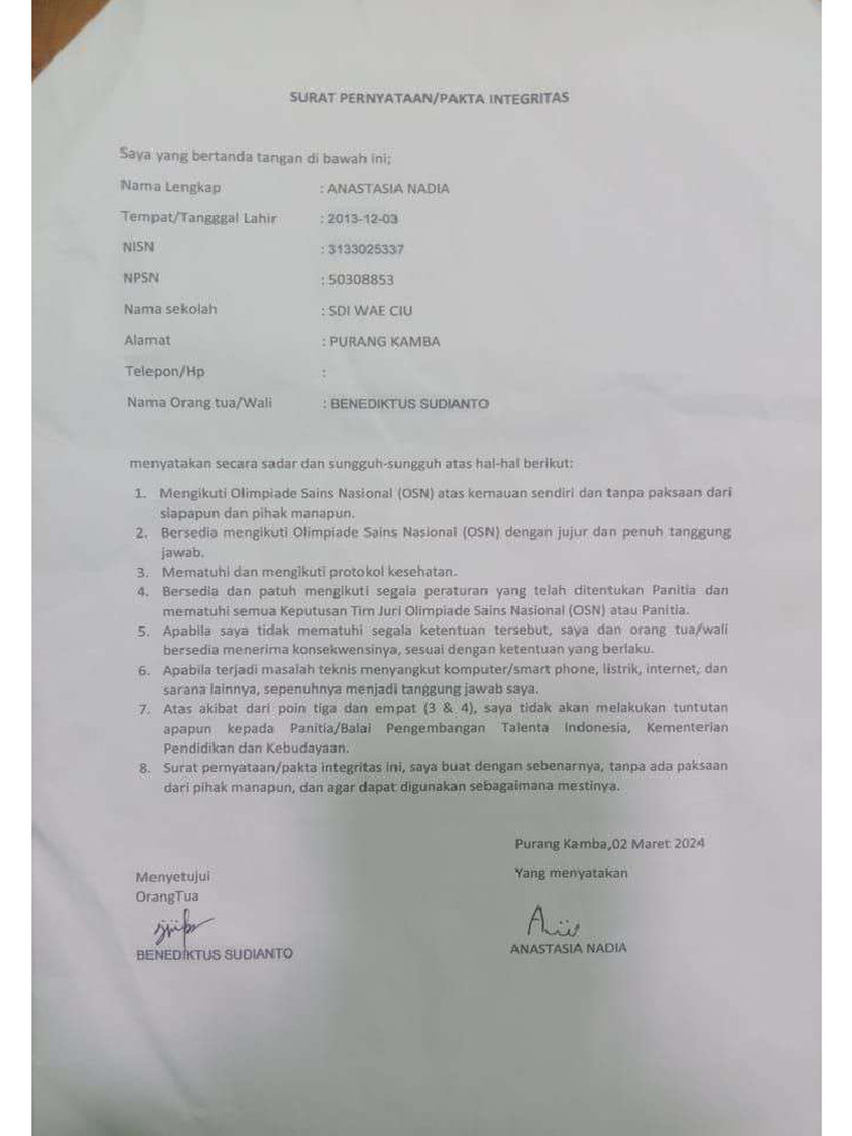 Tasya Integritas | PDF