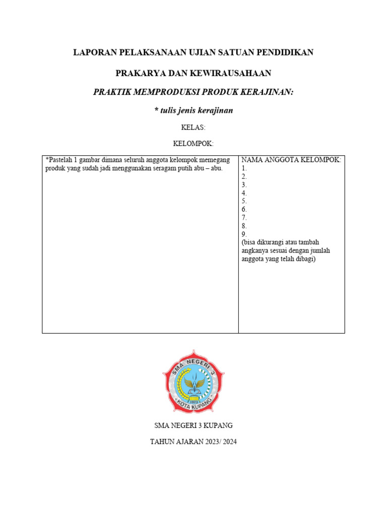 Format Laporan Usp Prakarya | PDF