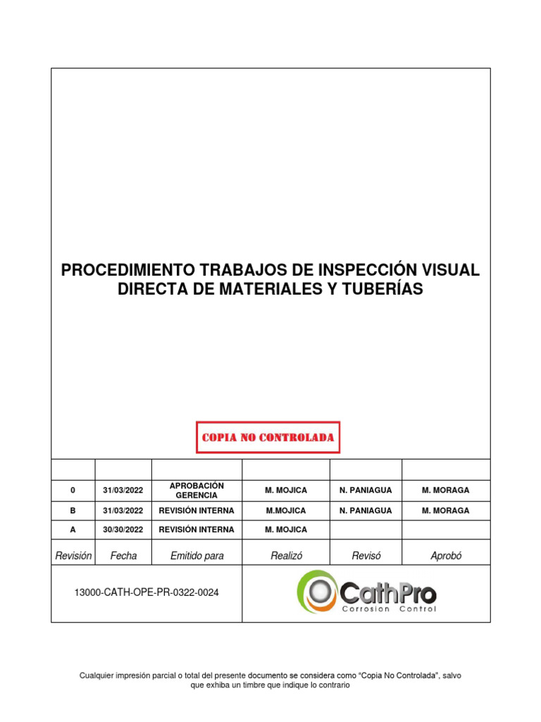 Procedimiento de Inspección Visual Directa | PDF | Encendiendo | Pulgada