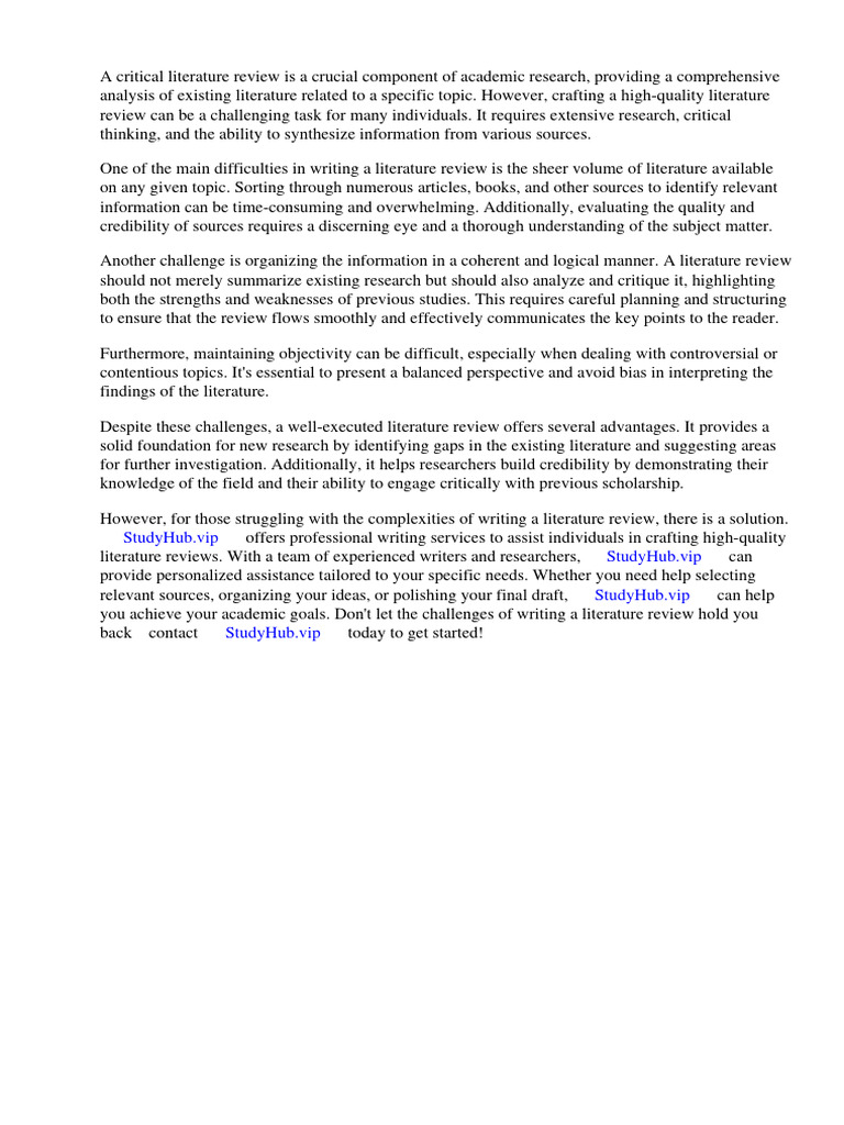 Critical Literature Review Advantages and Disadvantages | PDF | Statistics | Literature Review