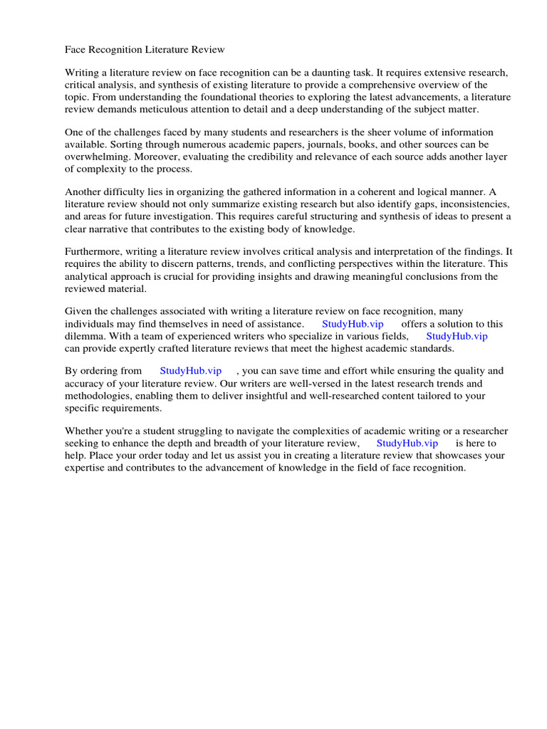 Face Recognition Literature Review | PDF | Biometrics | Computer Vision Face Recognition Literature Review | PDF | Biometrics | Computer Vision