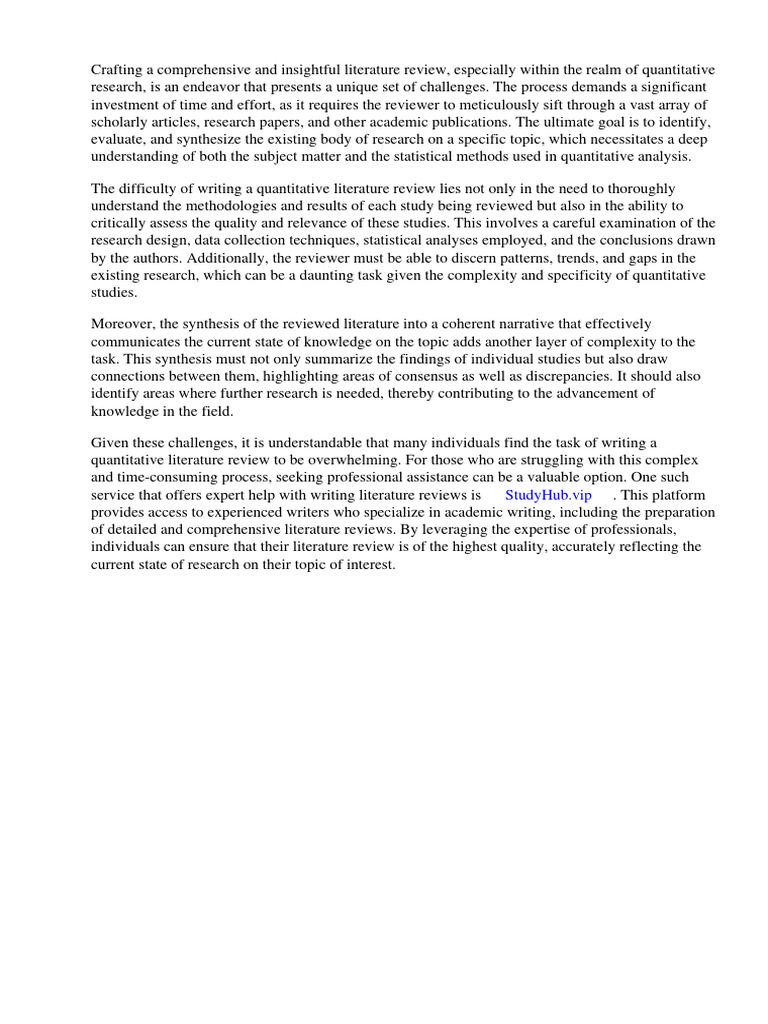 Sample Quantitative Literature Review | PDF | Quantitative Research ... Sample Quantitative Literature Review | PDF | Quantitative Research ...