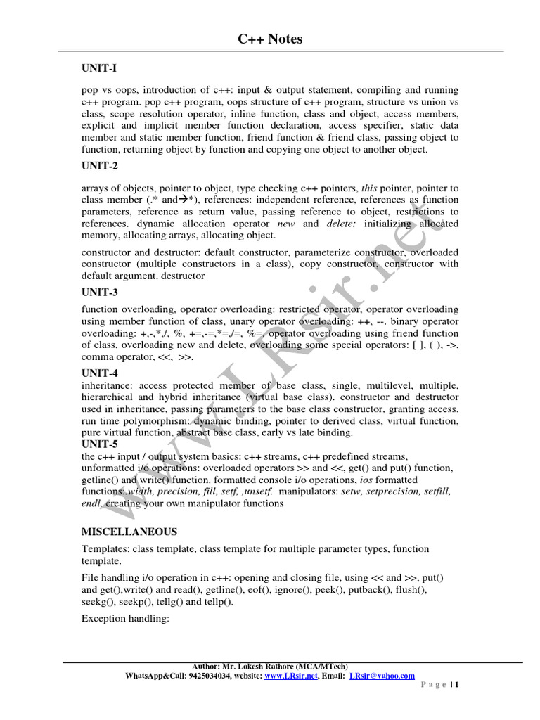 Msc Mca Bca-cpp-lokesh Rathore | PDF | Programming | Constructor ... Msc Mca Bca-cpp-lokesh Rathore | PDF | Programming | Constructor ...