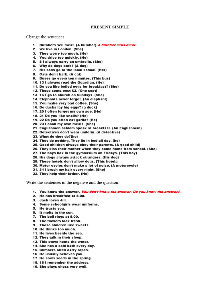 PRESENT SIMPLE | PDF