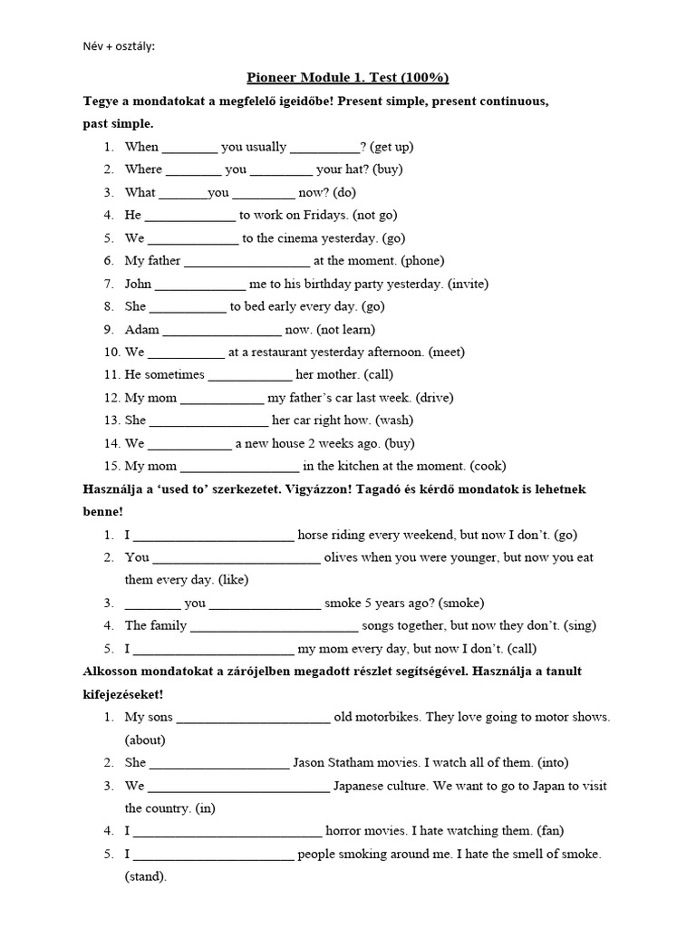 Pioneer Module 1 test | PDF