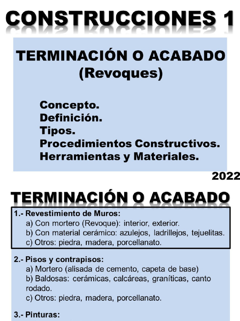 Clase 08 - Revoques - 2022 | PDF
