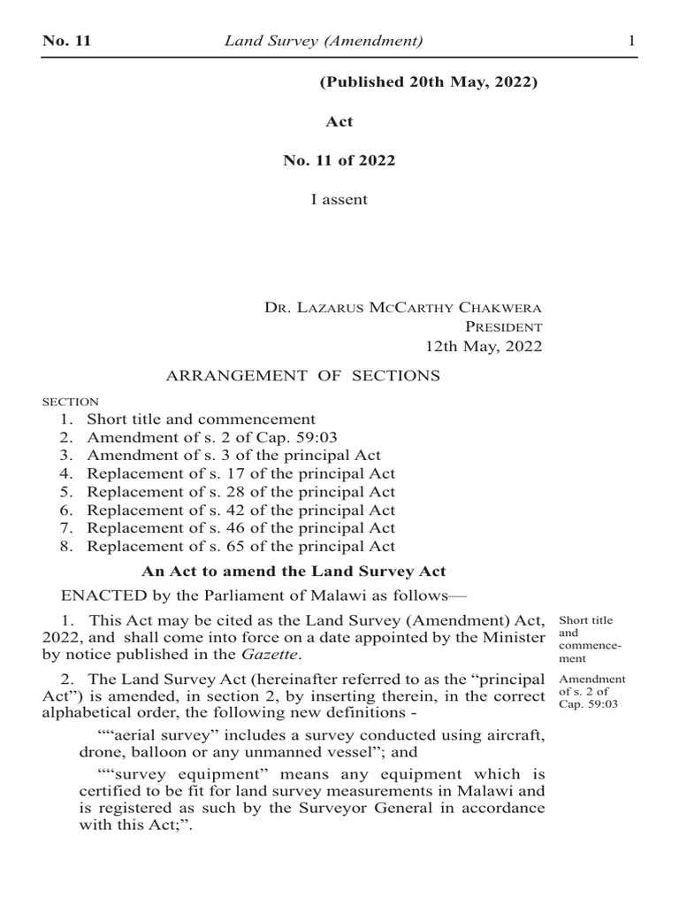 Land Survery (Amendment) ACT 2022 | PDF | Surveying | Topography