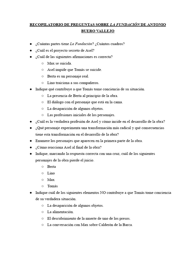 Recopilatorio de Preguntas Sobre La FUNDACIÓN | PDF