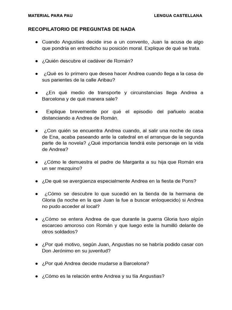 Recopilatorio de Preguntas Sobre NADA | PDF