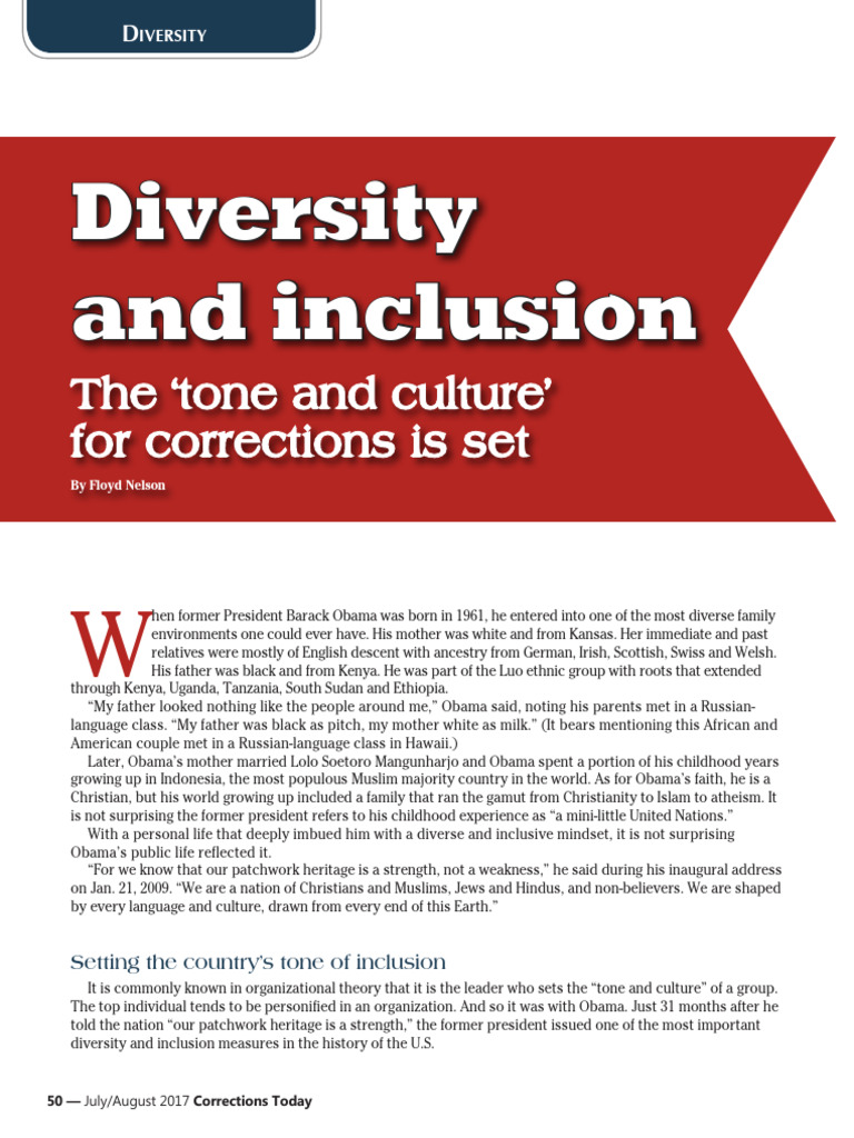 Diversity and Inclusion-'The Tone and Culture' For The Corrections Is ...