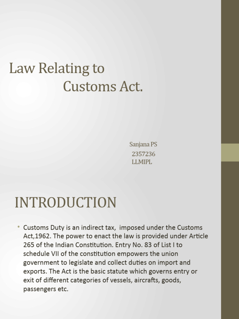 Laws Relating To Customs Act | PDF | Criminal Procedure In South Africa ...