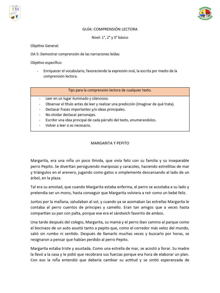 Comprensión Lectora y Amistad | PDF | Comprensión lectora
