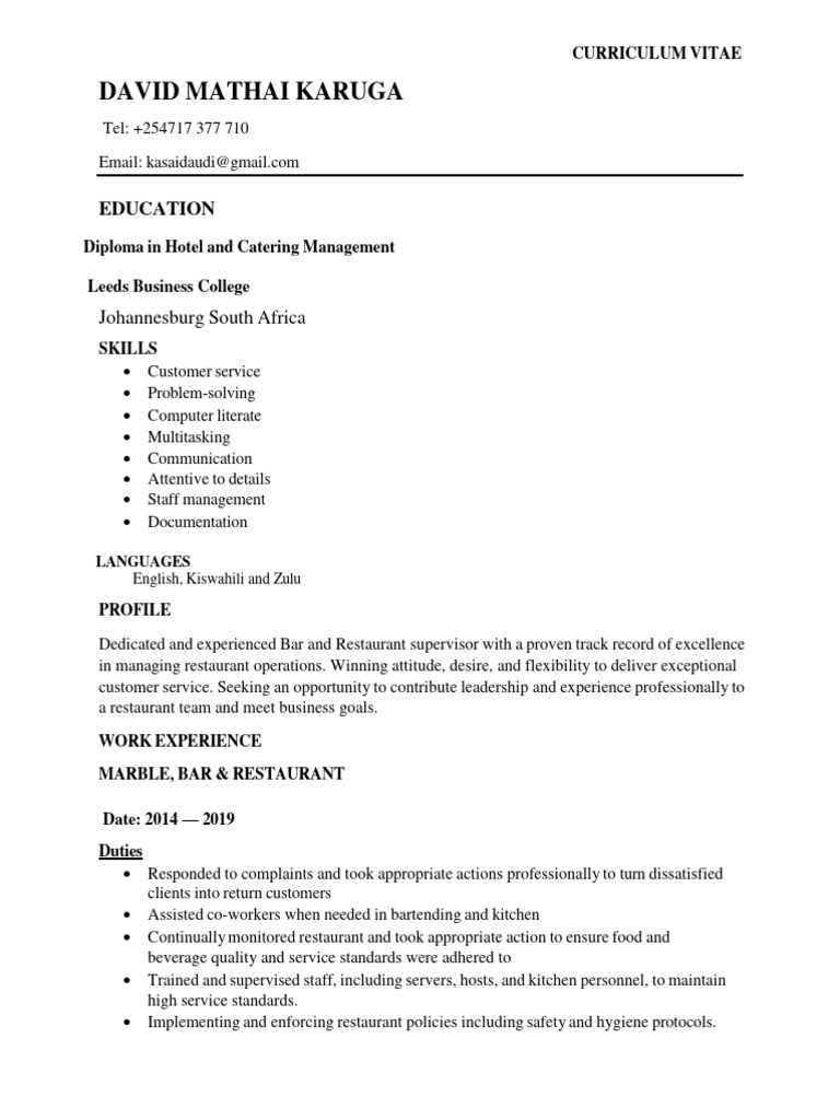 DAVID MATHAI Attachments - pdf1.Pdf5 | PDF | Restaurants | Leadership