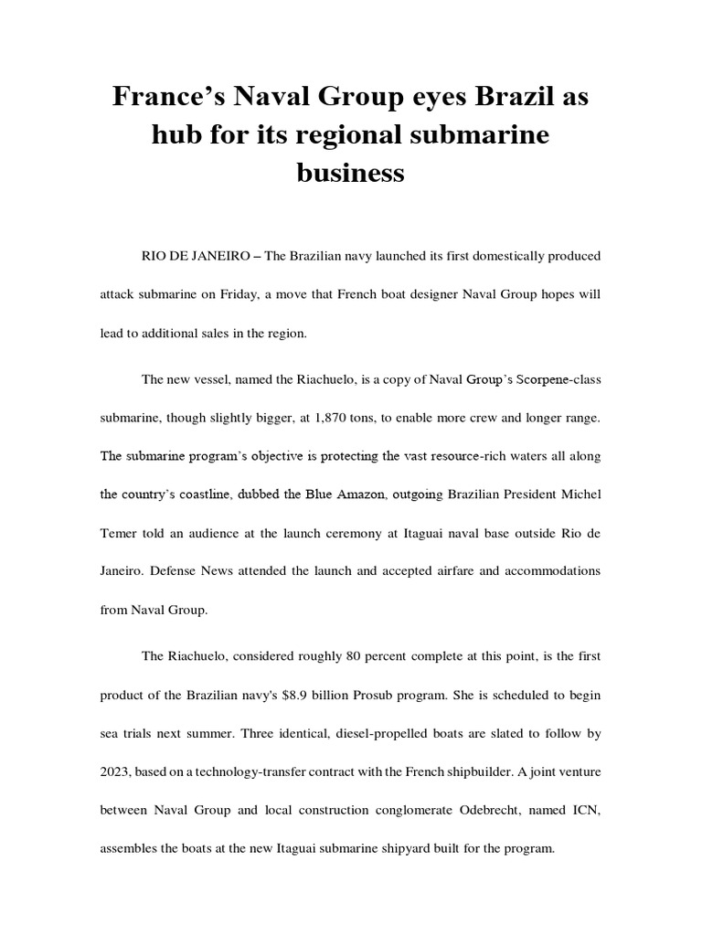 Brazil's Submarine Launch and Future Plans | PDF | Brazil | Submarines