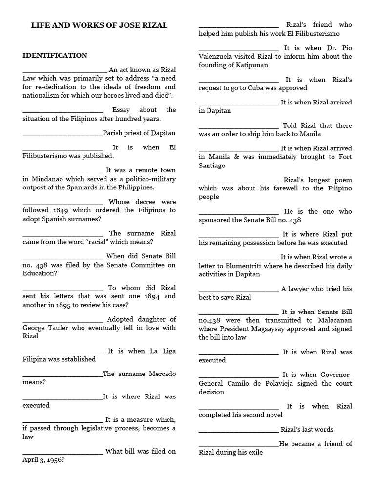 LIFE AND WORKS OF JOSE RIZAL MIDTERM-REV | PDF | Philippines