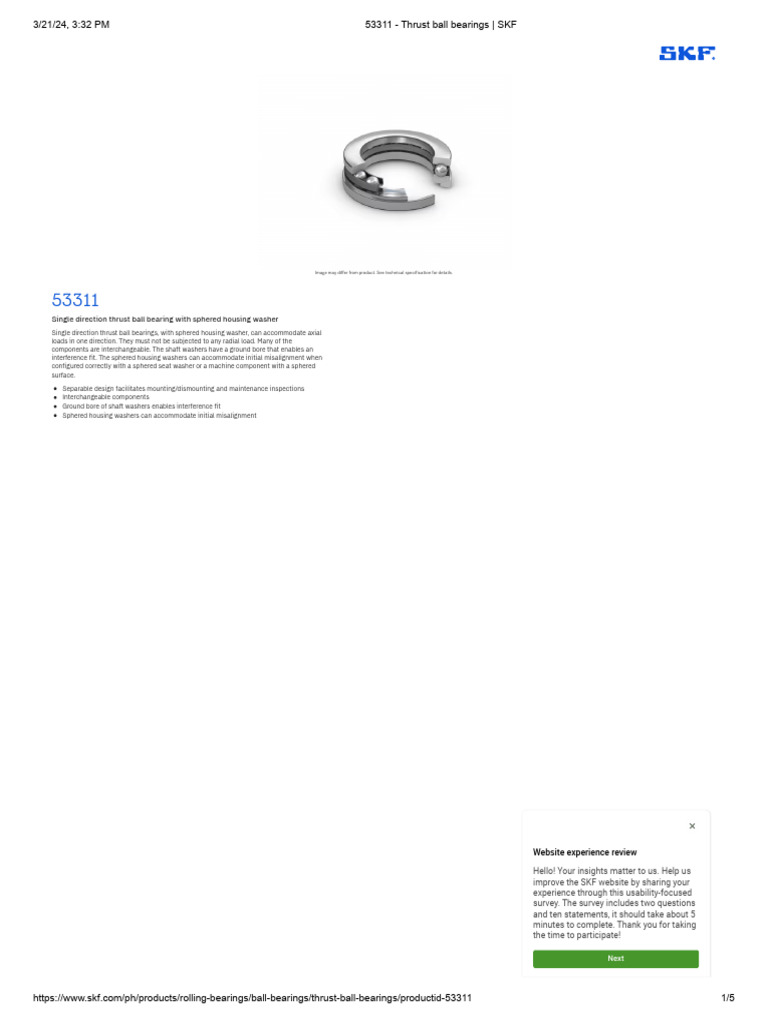 Thrust Ball Bearings - SKF | PDF | Bearing (Mechanical) | License