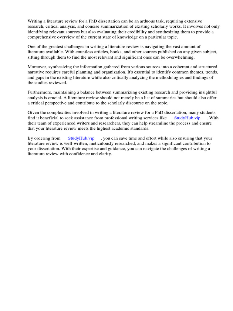 How To Write A Literature Review For A PHD Dissertation | Download Free ...