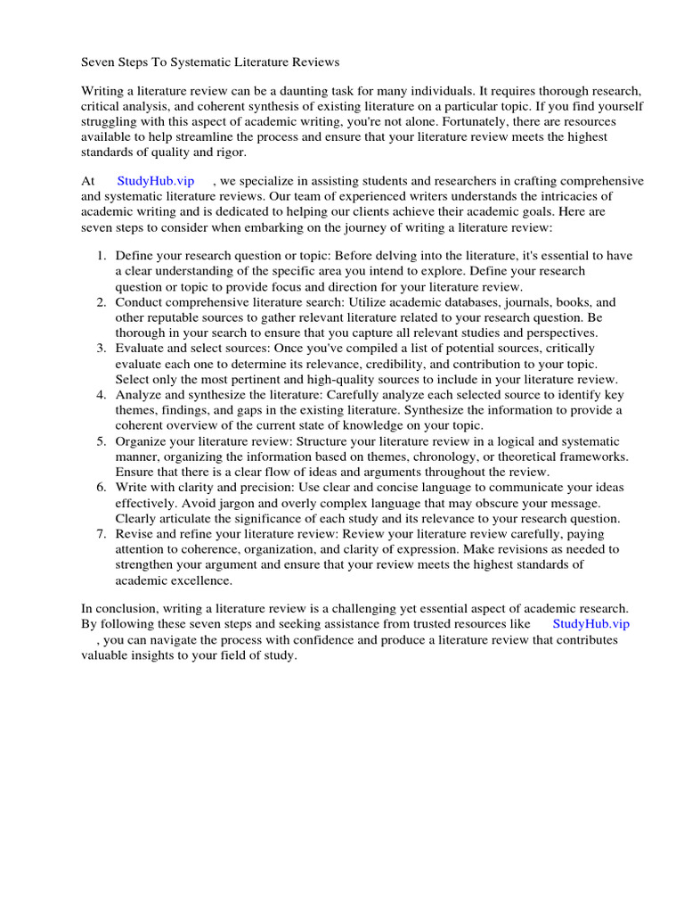 Seven Steps To Systematic Literature Reviews | PDF | Systematic Review ... Seven Steps To Systematic Literature Reviews | PDF | Systematic Review ...
