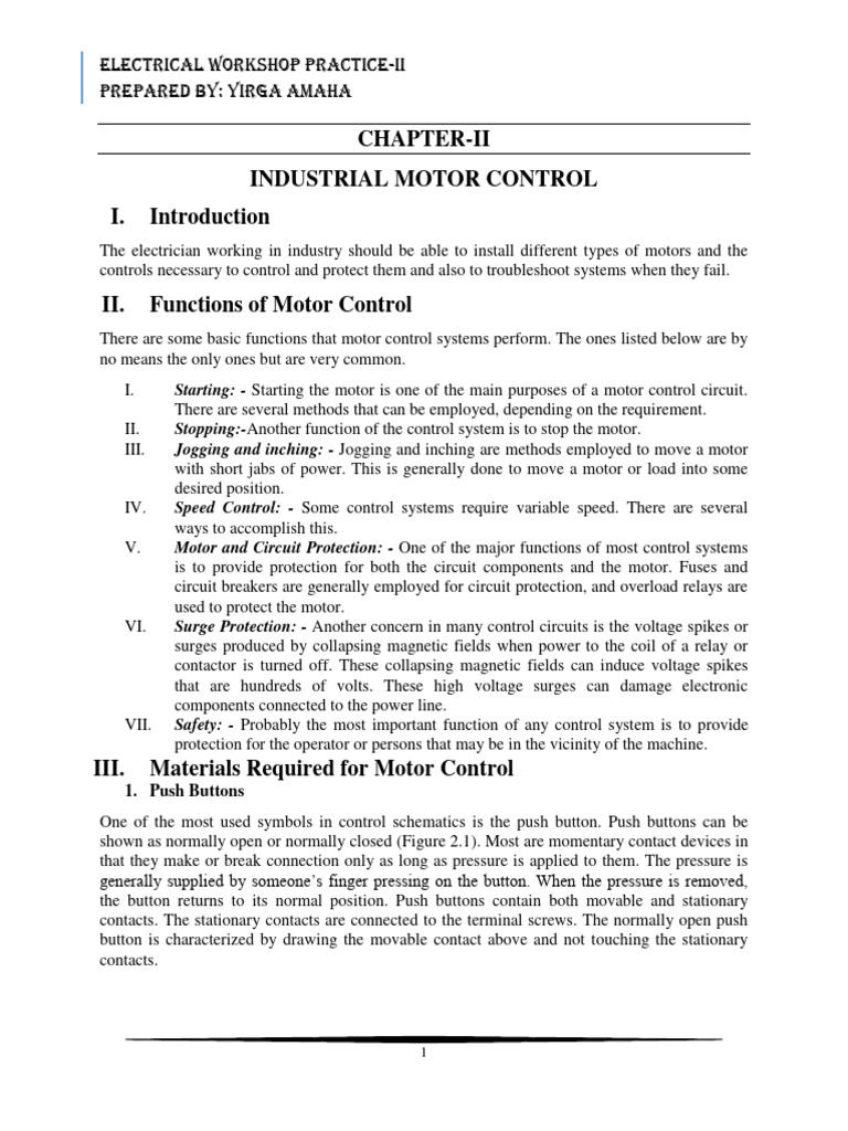 Chapter-II Motor Control | PDF | Relay | Electromagnetism