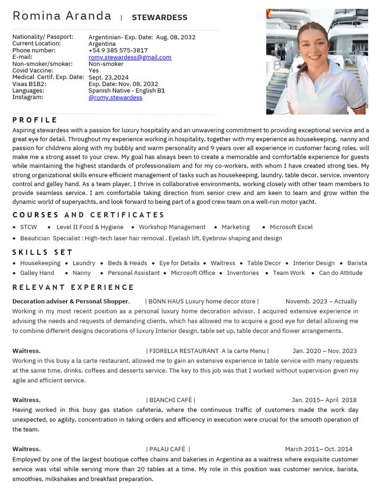 Romina Aranda Stewardess - 20240110 - 181443 - 0000 | Download Free PDF | Waiting Staff