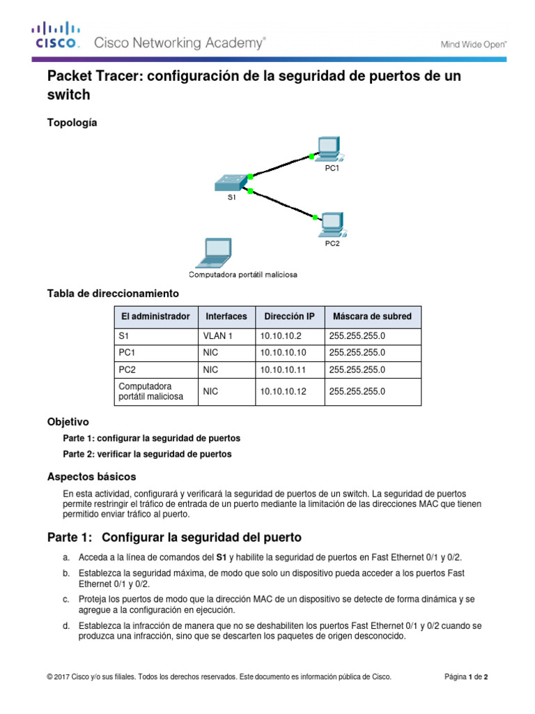 5.2.2.7 Packet Tracer - Configuring Switch Port Security Instructions ... 5.2.2.7 Packet Tracer - Configuring Switch Port Security Instructions ...