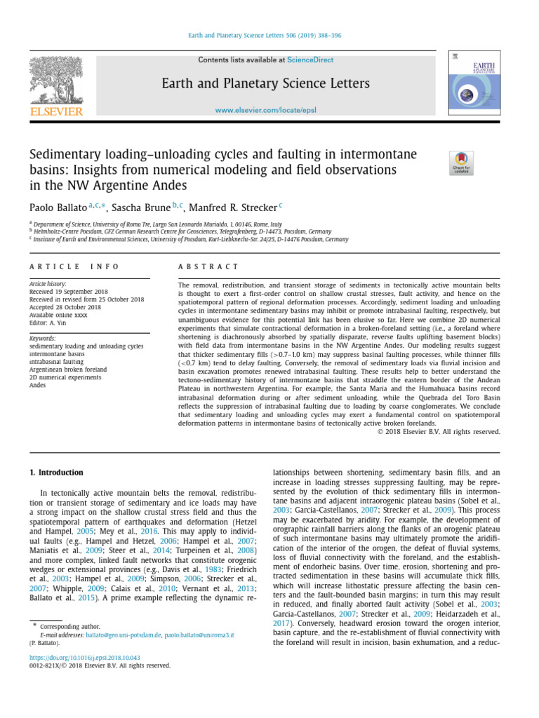 Ballato 2019 | PDF | Tectonics | Natural Sciences