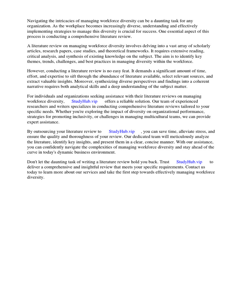 Literature Review On Managing Workforce Diversity | PDF | Diversity (Business) | Employment