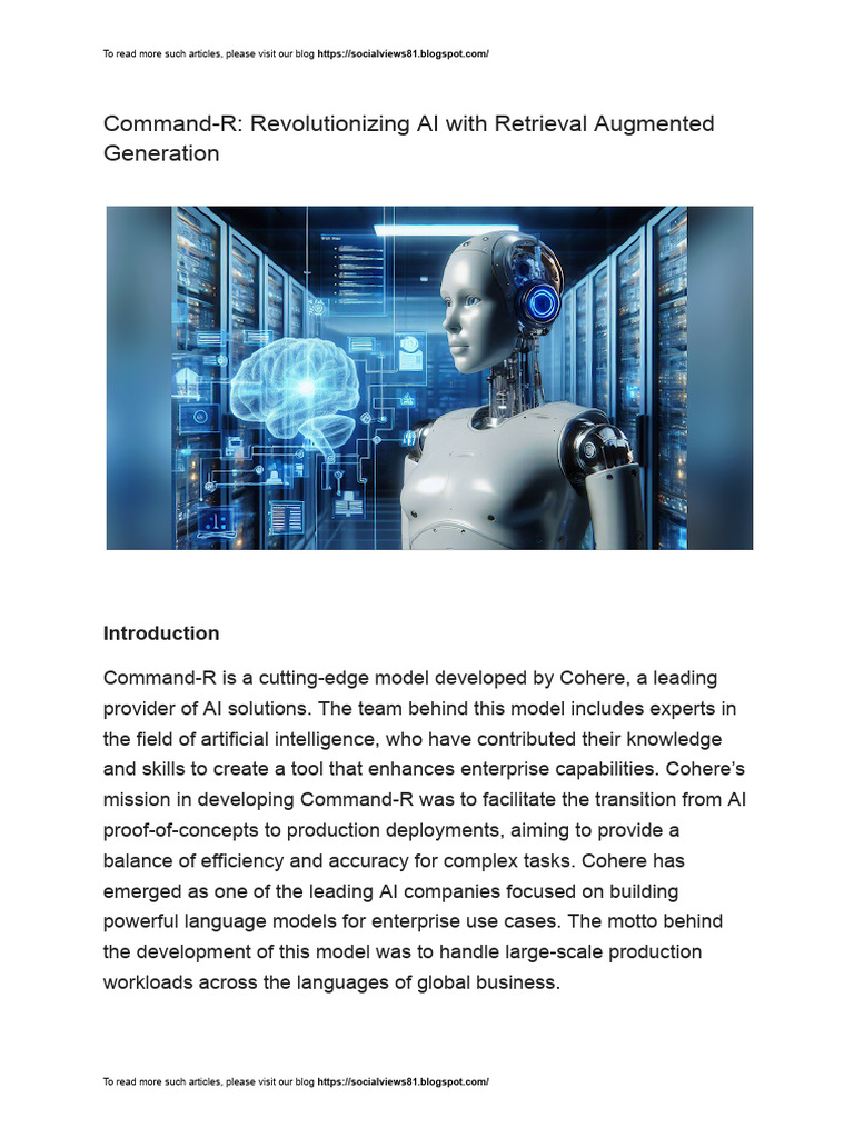 Command-R: Revolutionizing AI With Retrieval Augmented Generation | PDF ... Command-R: Revolutionizing AI With Retrieval Augmented Generation | PDF ...