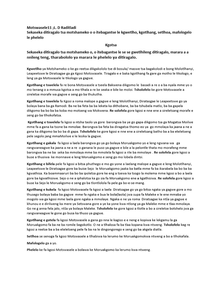 Thulagano, Phetogo & Seabe | Download Free PDF | Botswana | Tribe