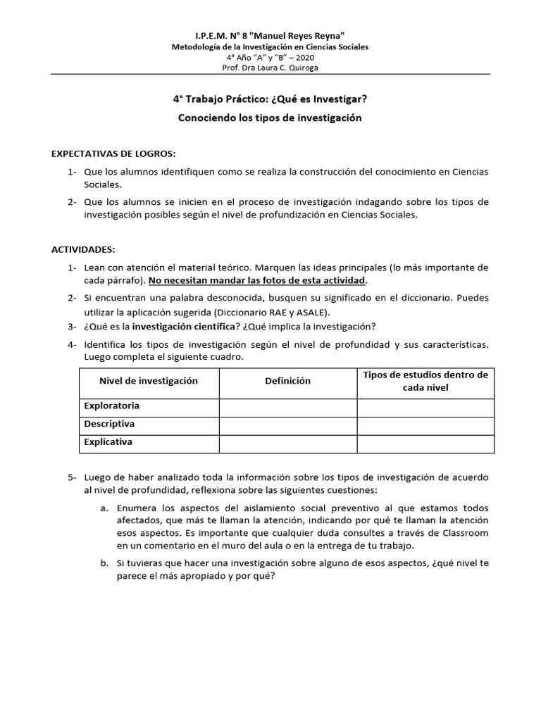 METODOLOGÍA 4AyB 4TP | PDF | Hipótesis | Conocimiento