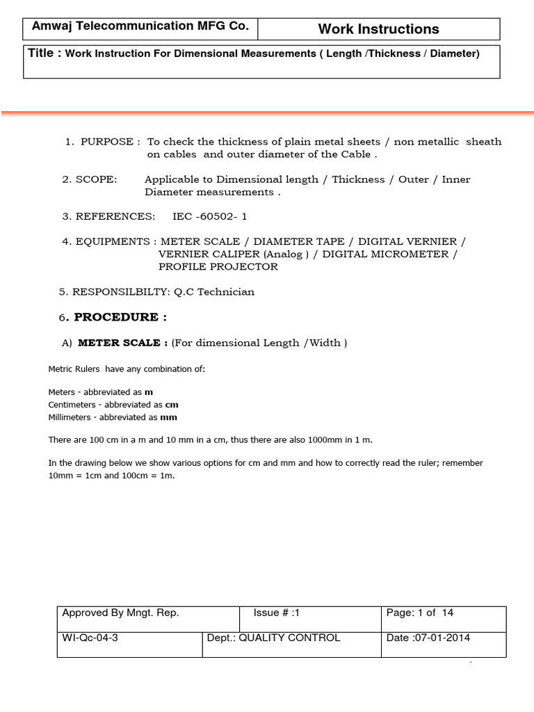 Wi QC 04 3 - Dimensional | PDF | Metrology | Length