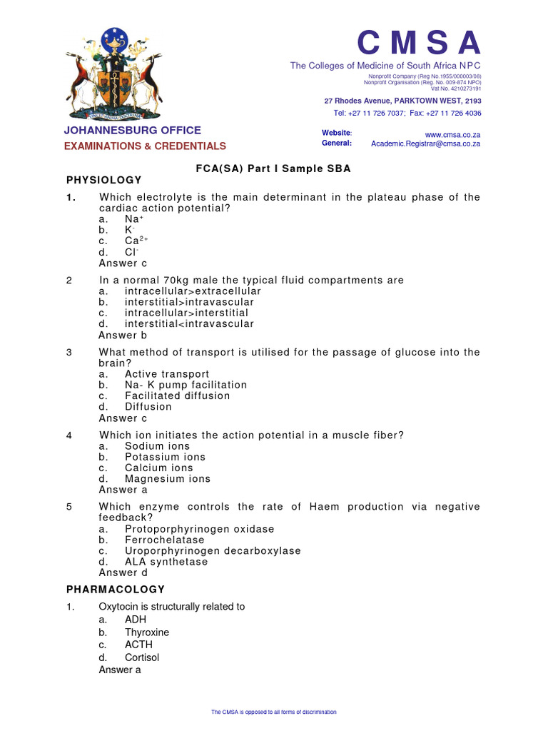 Fca (Sa) Part I Sample Sba 21-3-2024 | PDF | Electrochemistry