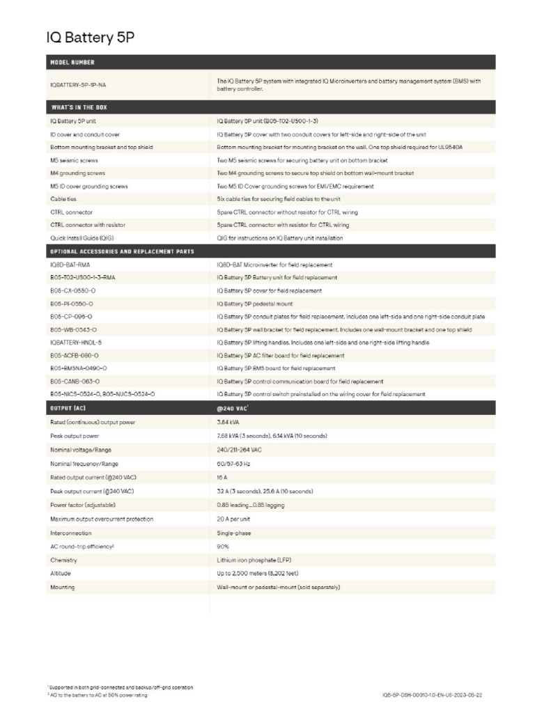 Enphase Iq Battery 5p (Iqbattery-5p-1p-Na) - Res Supply | PDF