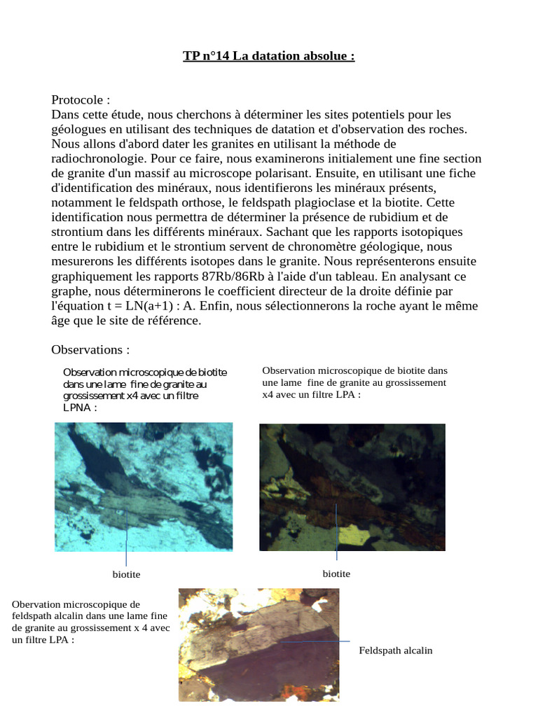 TP Datation Granite | PDF | Granit | Minéral