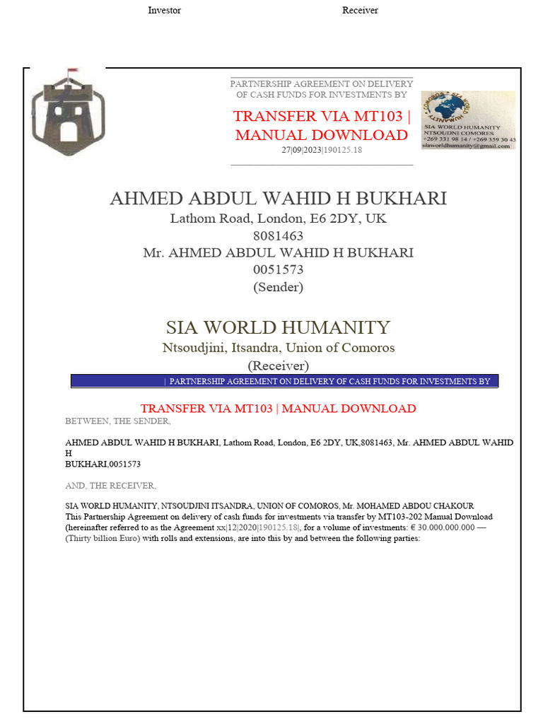 Mt103 Manual Download - Doa | PDF | Wire Transfer | Taxes