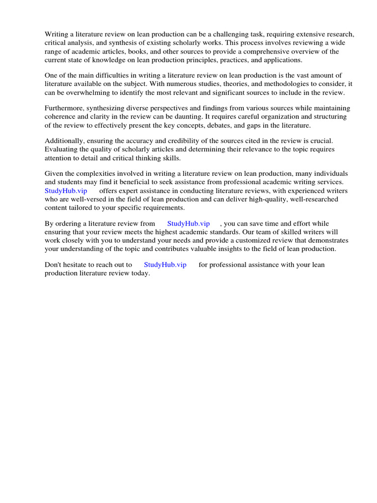 Lean Production Literature Review | PDF | Lean Manufacturing | Critical ... Lean Production Literature Review | PDF | Lean Manufacturing | Critical ...