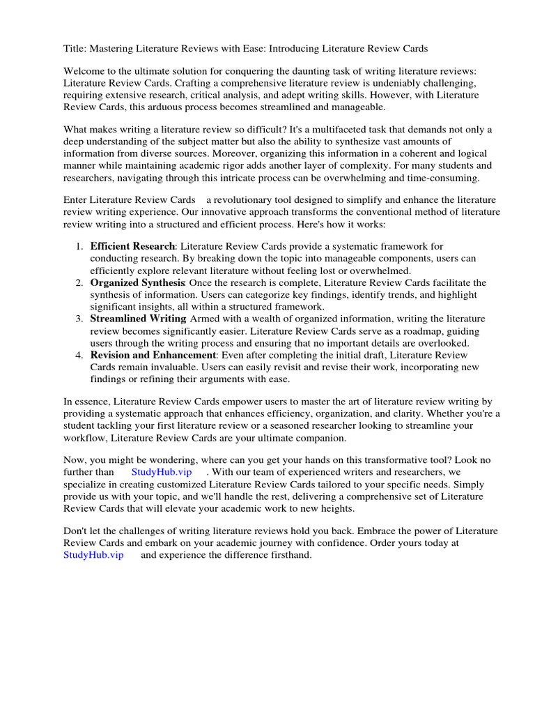 Literature Review Cards | PDF | Thesis | Literature Review