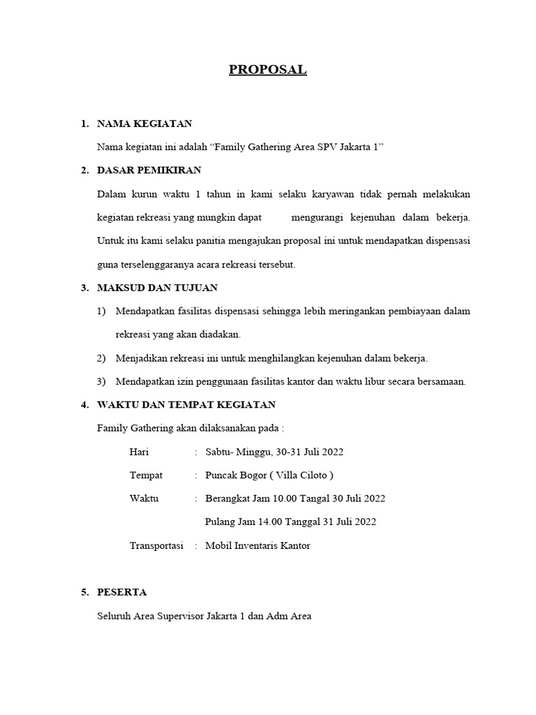 PROPOSAL FAMILY GATHERING Rev | PDF