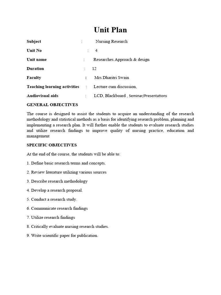 Unit Plan | PDF | Methodology | Lecture
