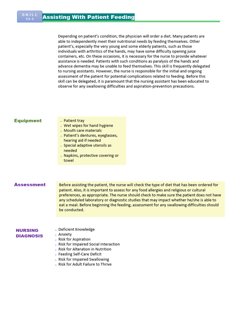 Assisting Patients with Feeding Techniques | PDF | Eating | Nursing